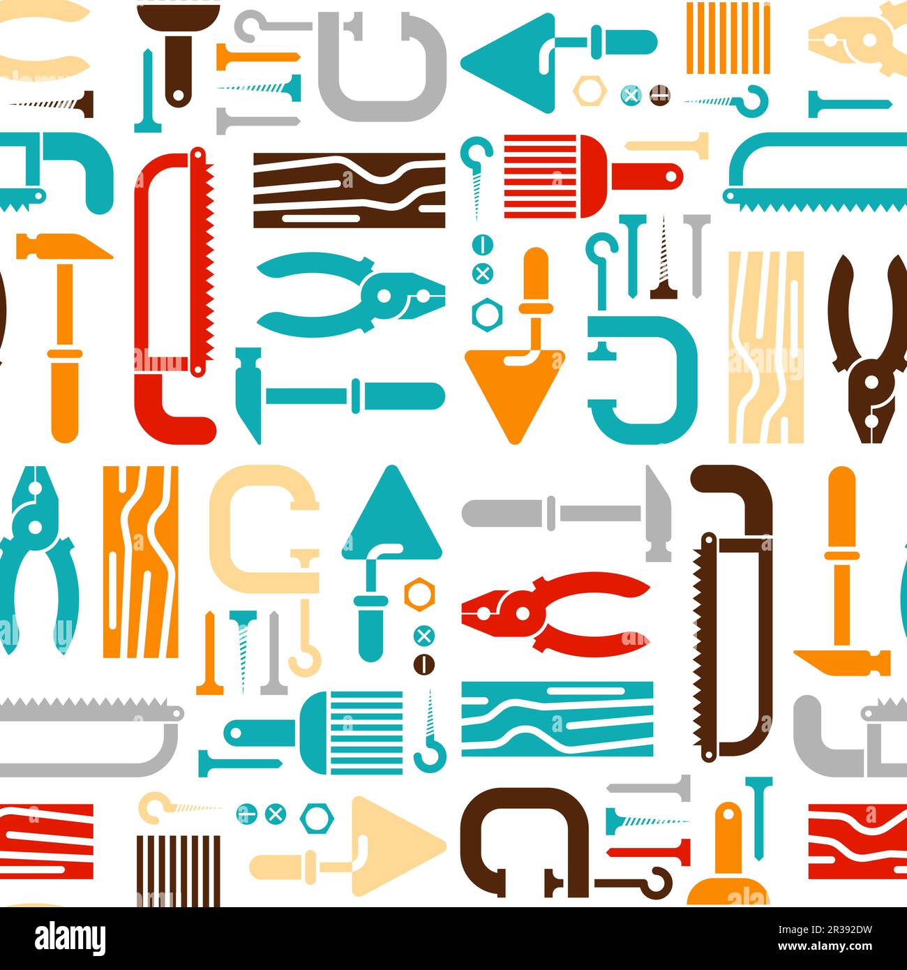 Tools set pattern seamless. Tool background. saw and brush, hammers ...