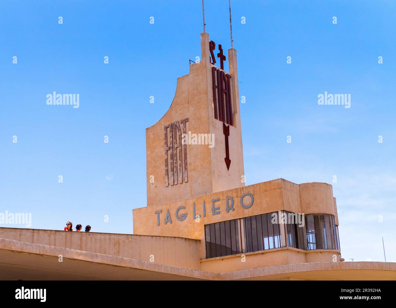 Tourists on FIAT tagliero service station built in 1938, Central region ...