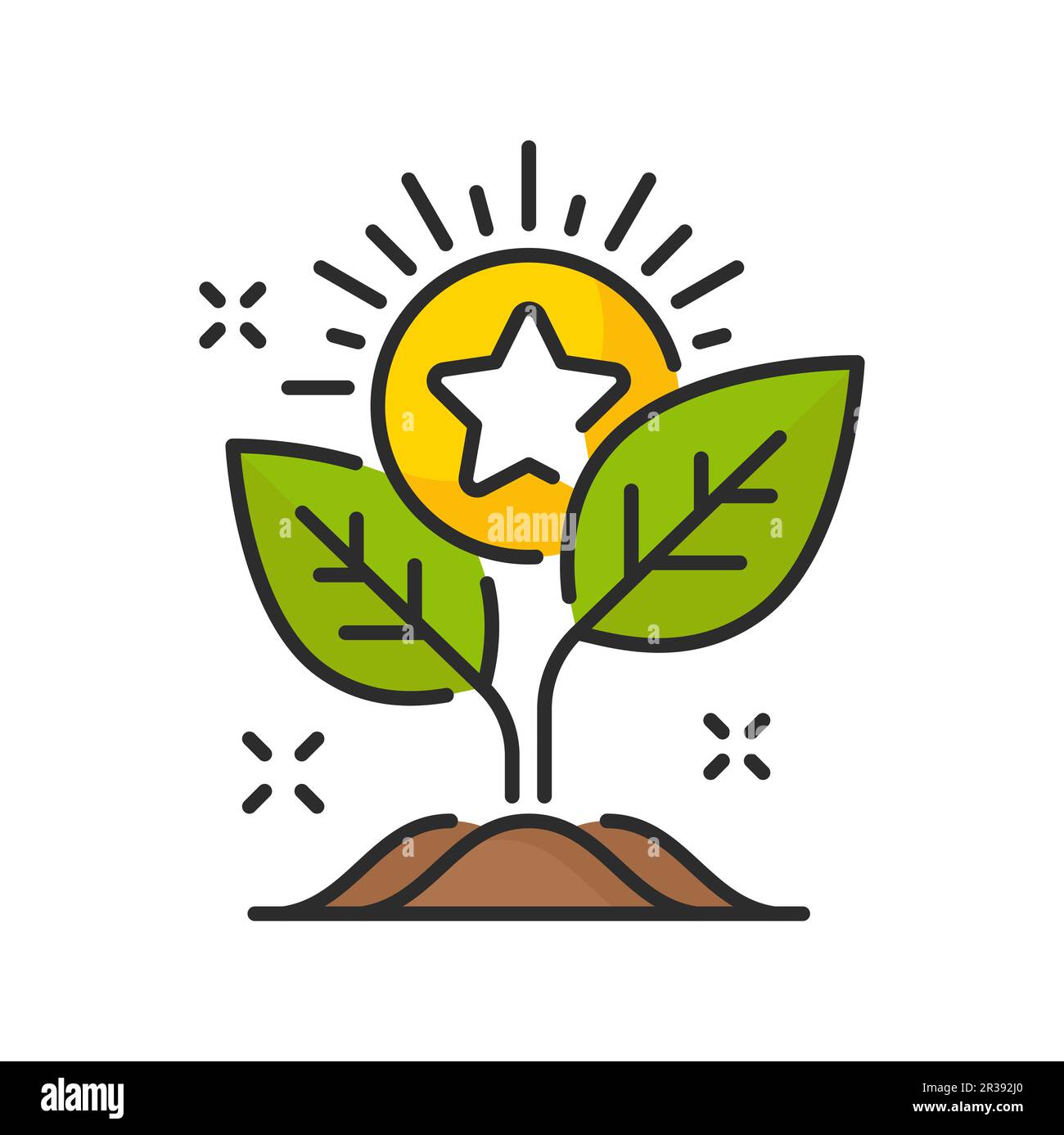 Money plant icon, vector loyalty bonus or benefits growth, prize or ...