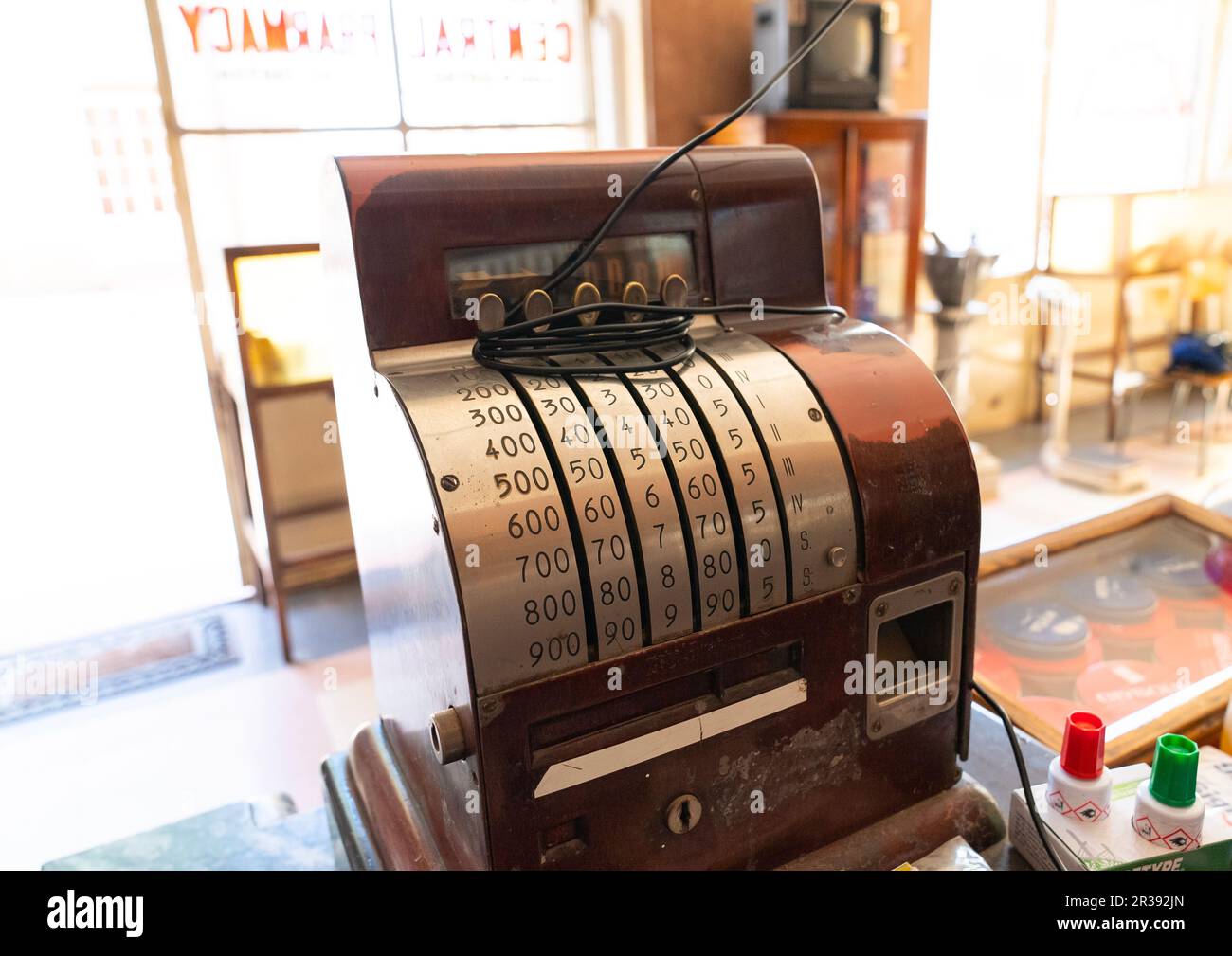 Old italian checkout store in a pharmacy, Central region, Asmara ...