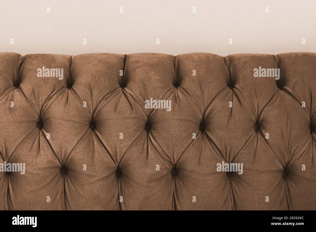 Brown velvet capitone textile capitone bed headboard of Chesterfiels ...