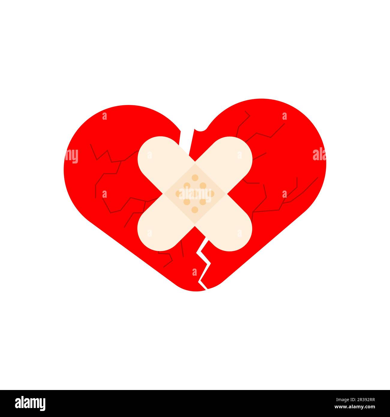 Heart with plaster. Seal up broken heart Stock Vector Image & Art - Alamy