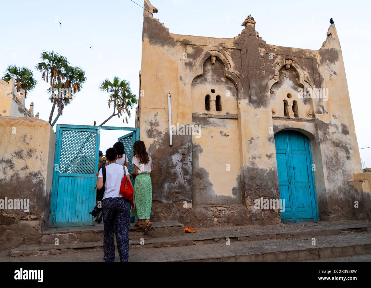 Tourists visiting the Mosque of Sheikh Hamal, Northern Red Sea, Massawa ...