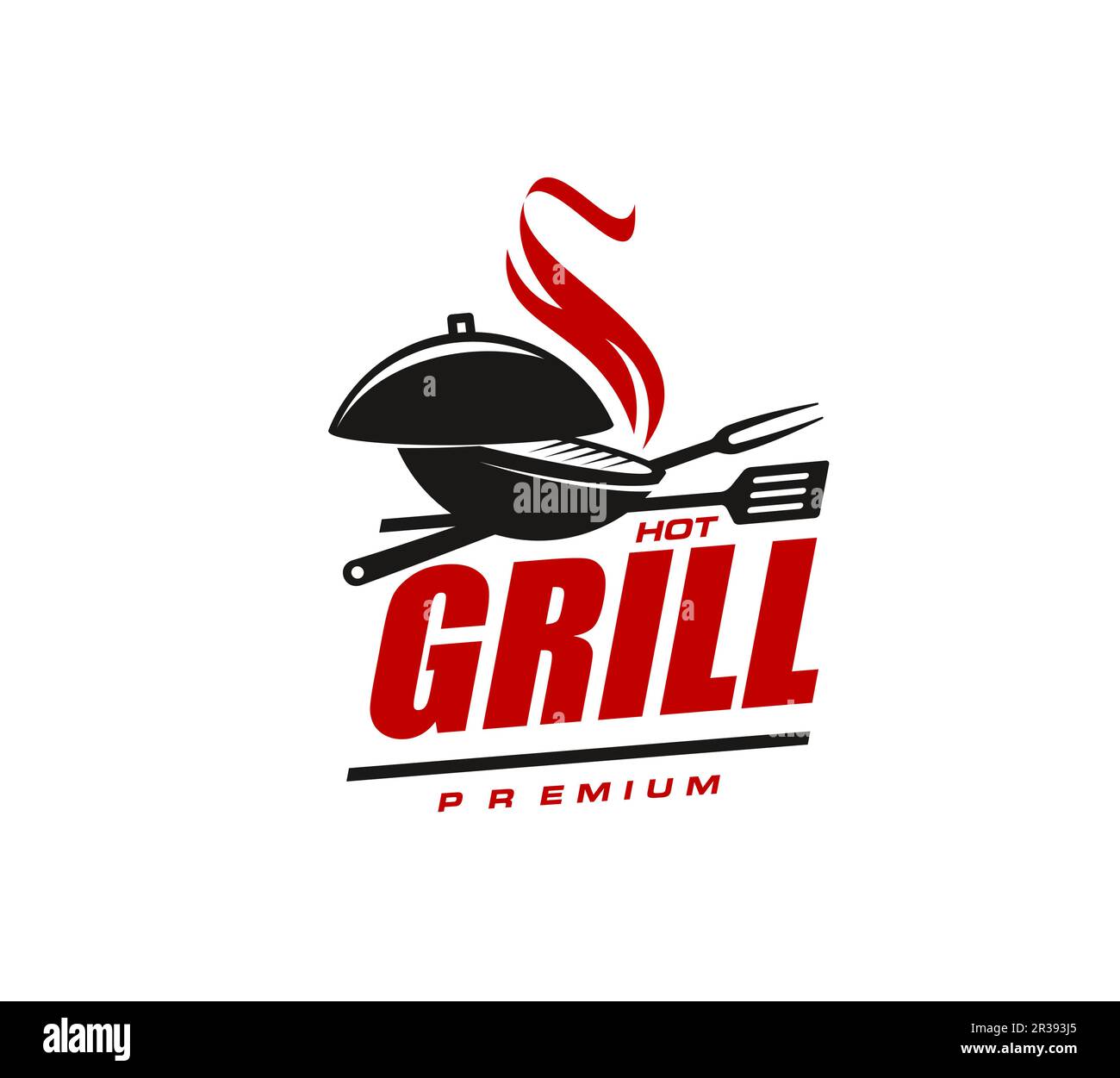 Bbq grill icon, isolated vector emblem for barbecue party celebration ...