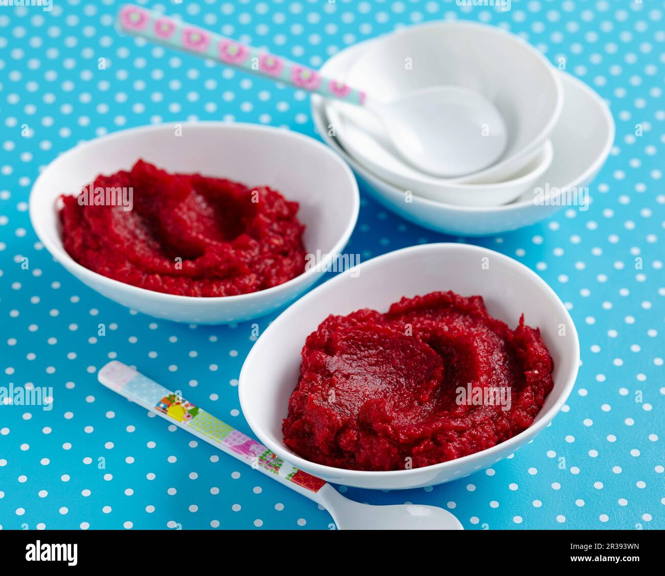 Baby food made from beetroot, vegetables and turkey Stock Photo - Alamy