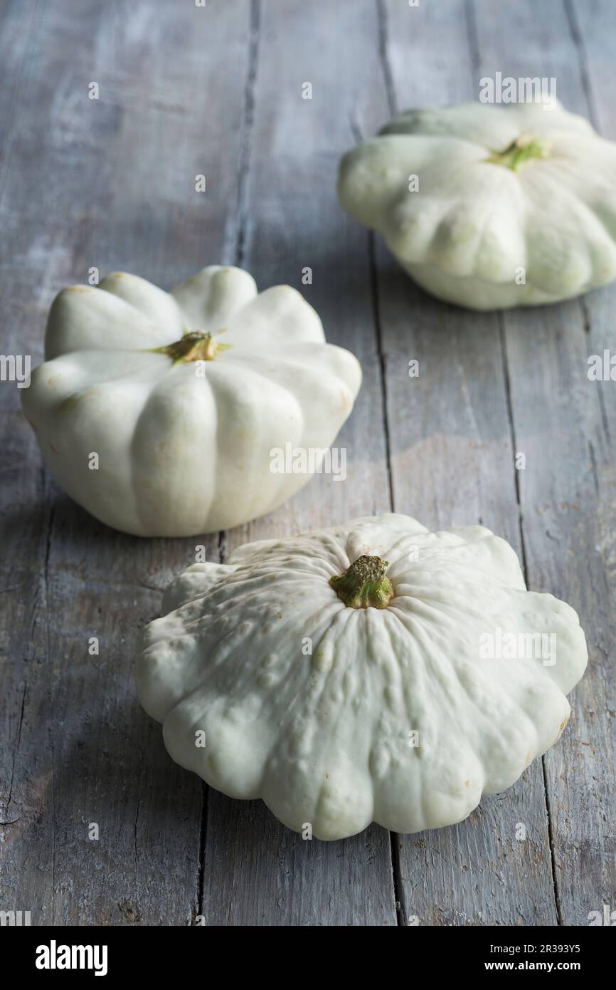 Three patty-pan squash Stock Photo - Alamy