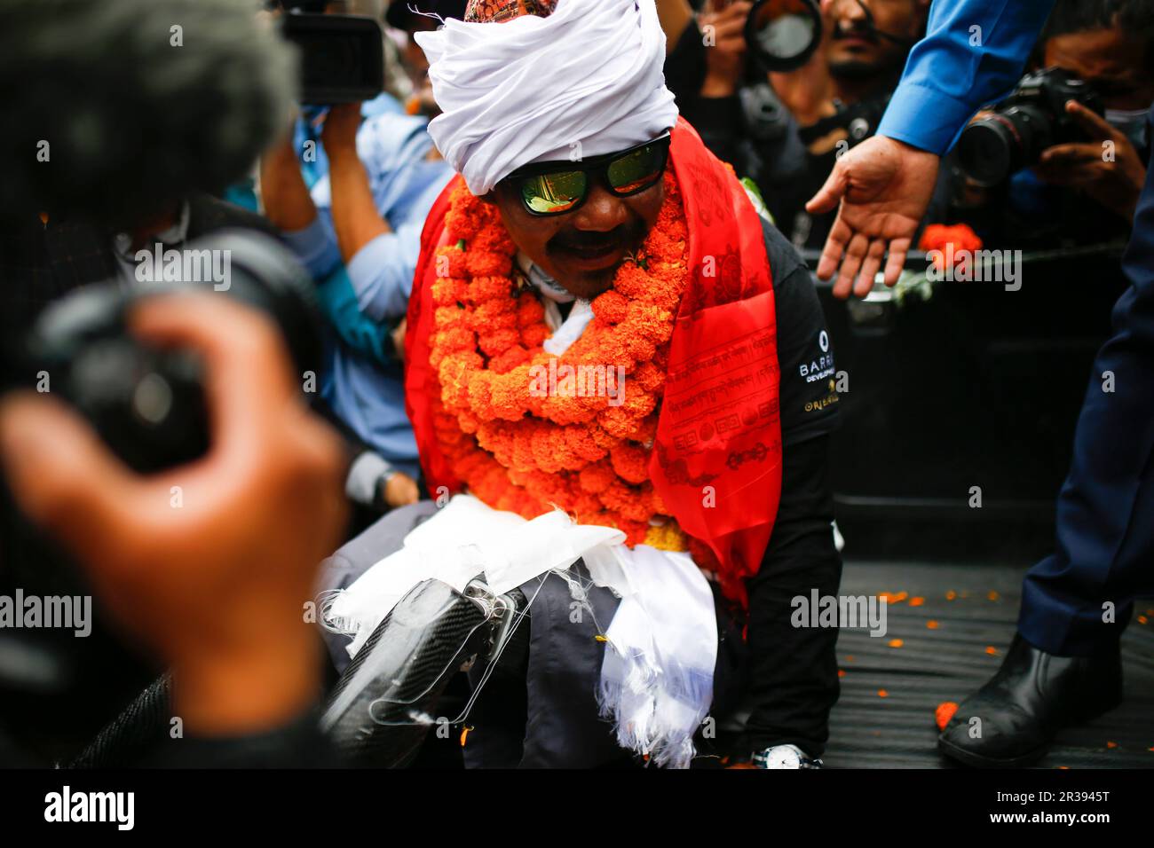 Kathmandu, Nepal. 23rd May, 2023. Hari Budha Magar, a former corporal ...
