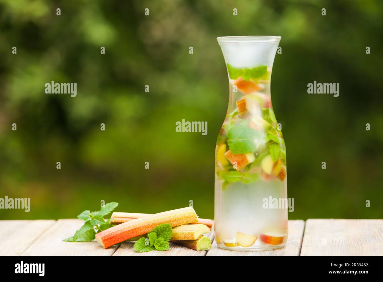 Summer fresh cold water with rhubarb and mint Stock Photo - Alamy