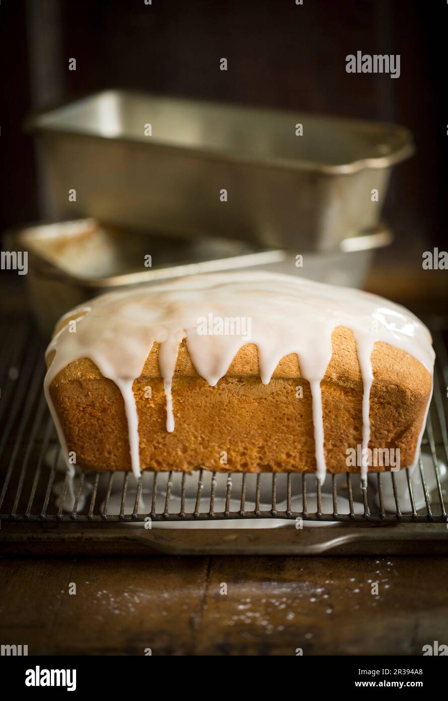 Pound cake with frosting Stock Photo - Alamy