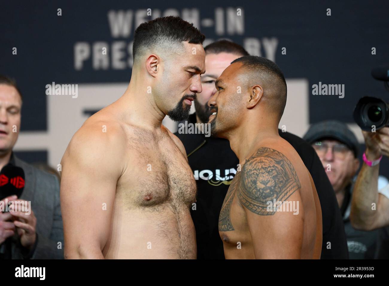 Joseph Parker and Faiga 'Django' Opelu face off during the Melbourne ...