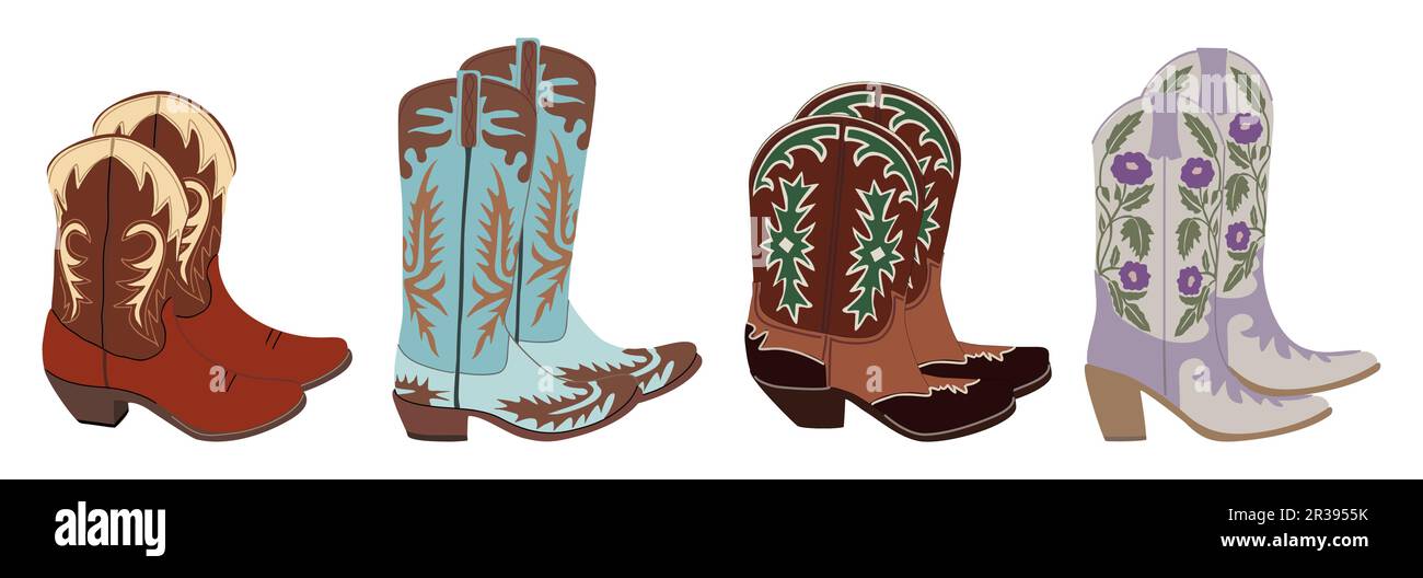 Set of different cowgirl boots vector isolated Stock Vector Image & Art ...