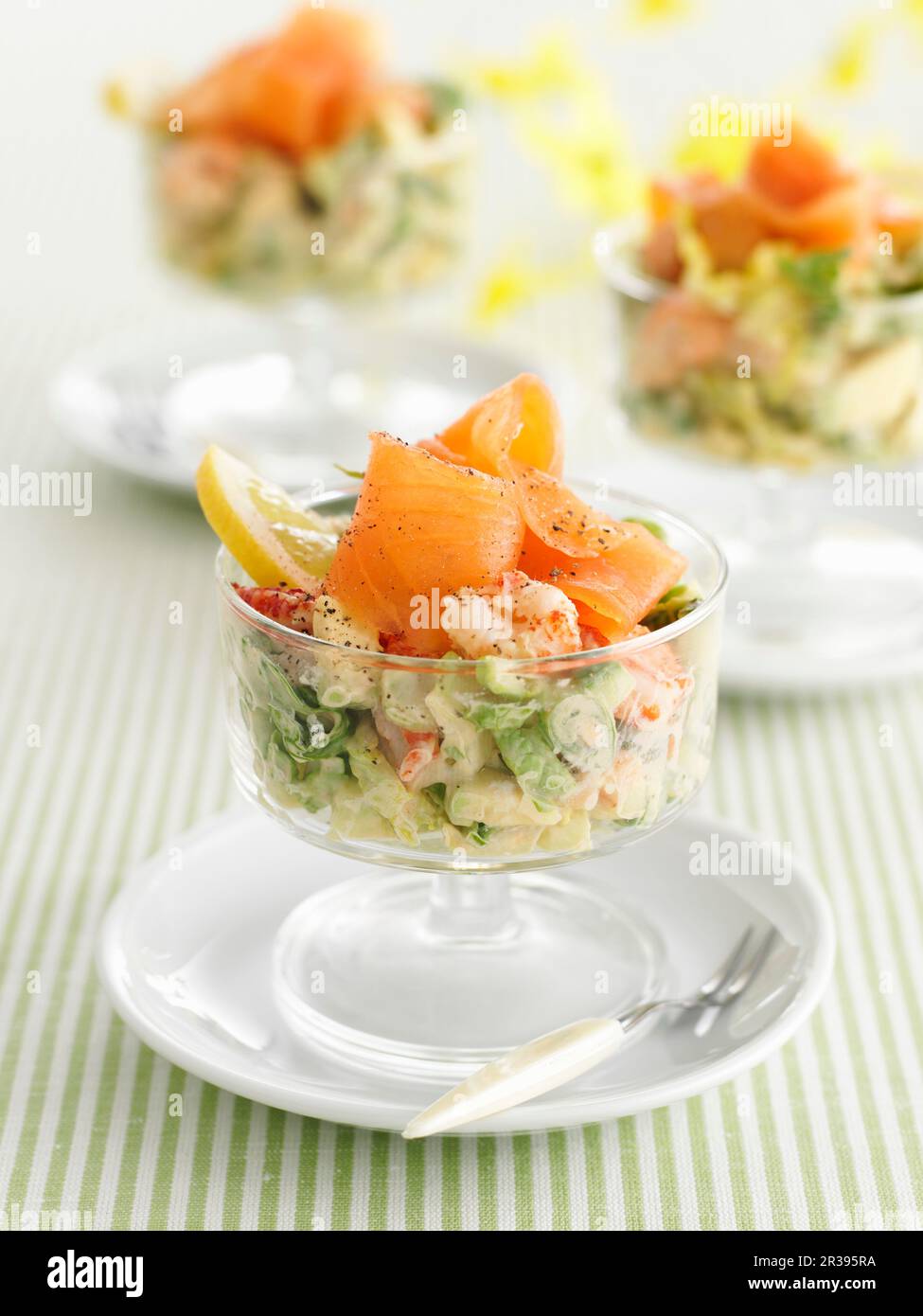 Smoked salmon and crayfish cocktails Stock Photo - Alamy