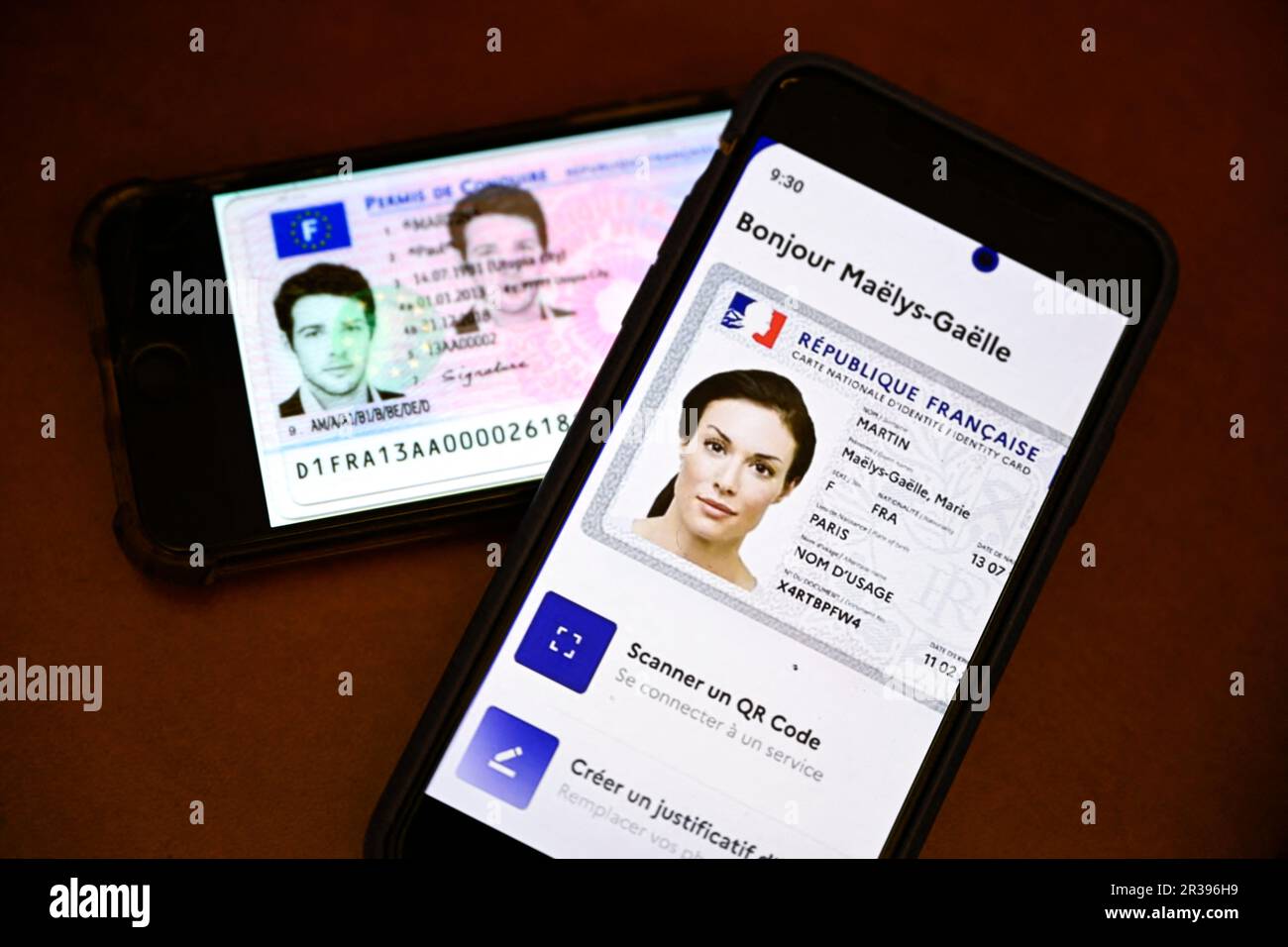 Illustration picture shows a driver license and a digital French ...