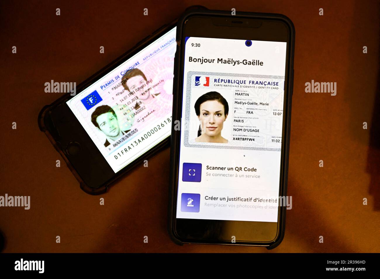 Illustration picture shows a driver license and a digital French ...
