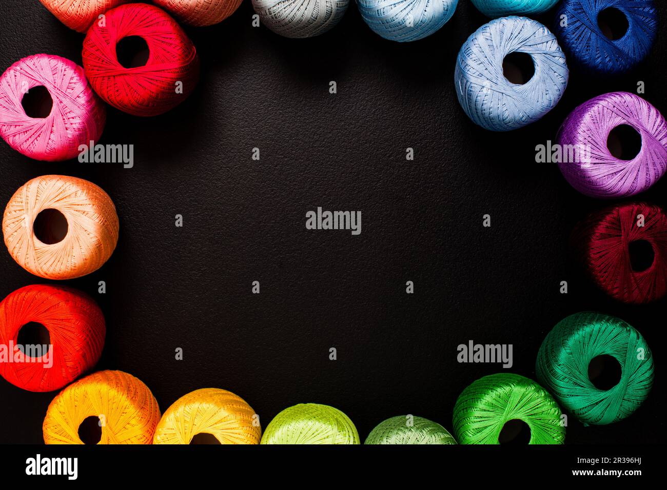 All colors yarn for knitting in the borders with place for text Stock ...