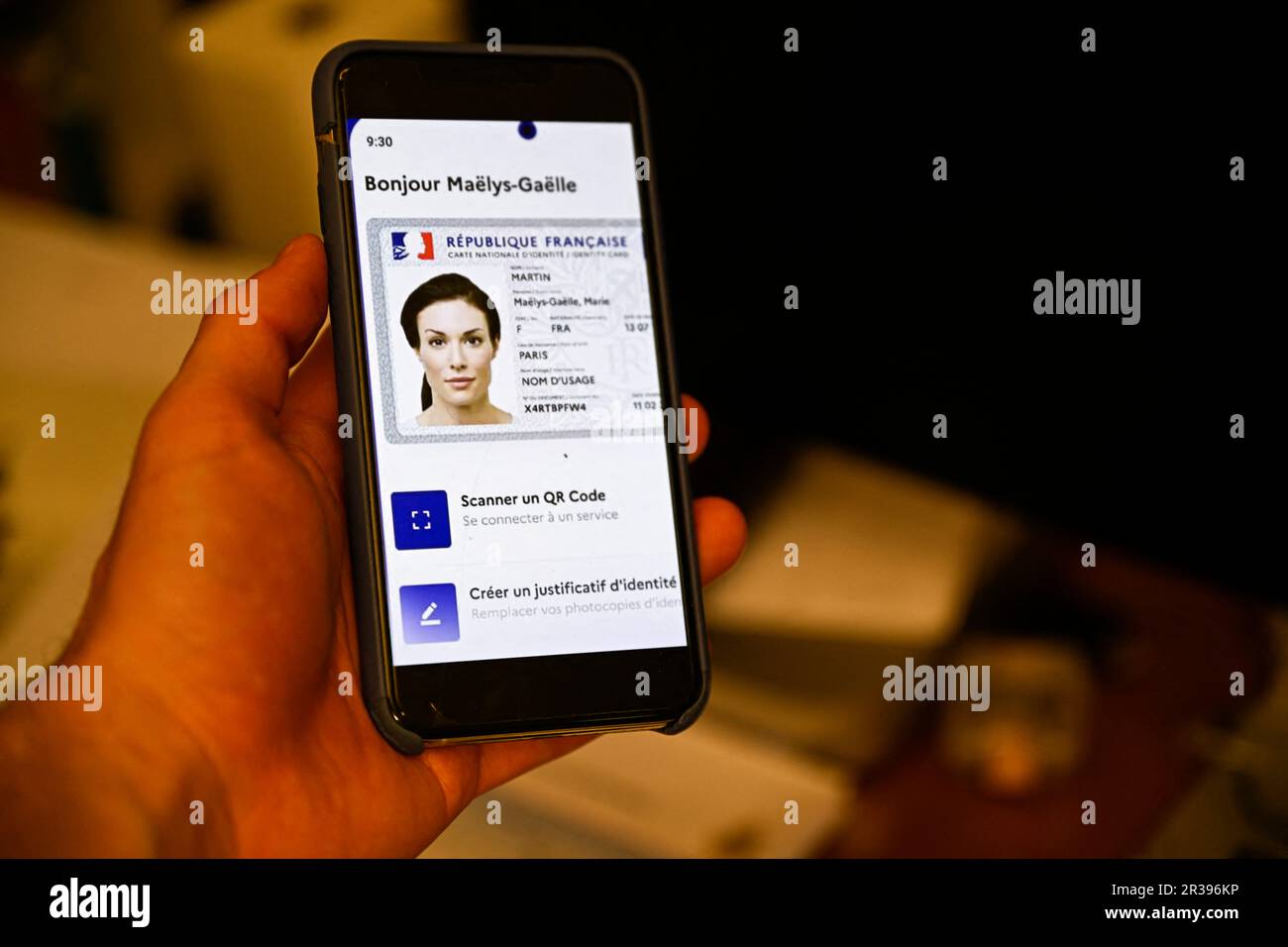 Illustration picture shows a driver license and a digital French ...