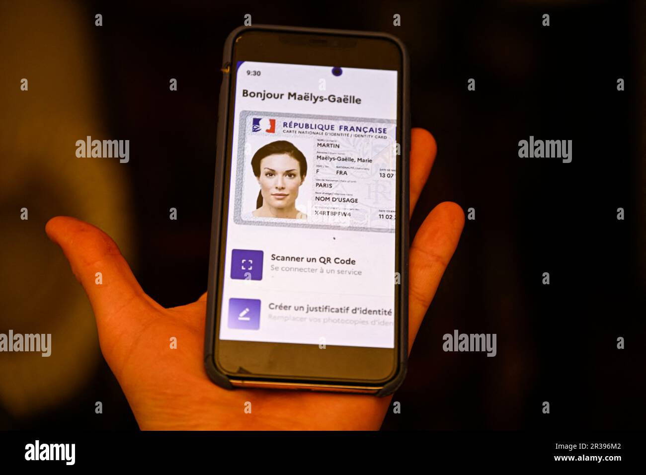Illustration picture shows a driver license and a digital French ...