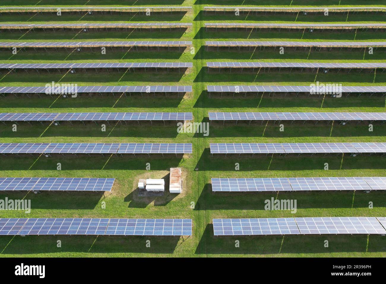 Modern solar power plant, photovoltaic panels green energy electricity ...