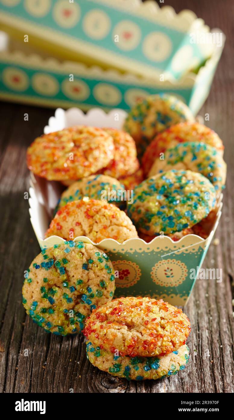 Christmas biscuits with coloured sugar sprinkles Stock Photo - Alamy