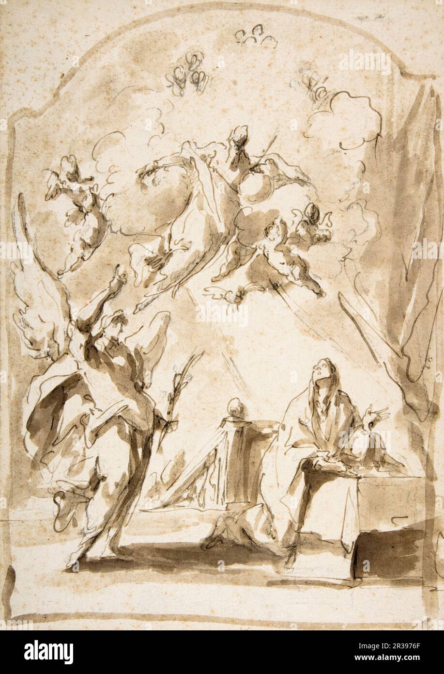 Giovanni Antonio Pellegrini drawing, The Annunciation, before 1741 ...