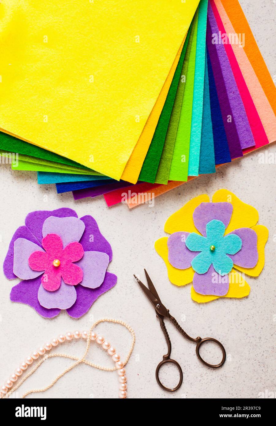 How to make a cute felt decor - kids DIY Stock Photo - Alamy