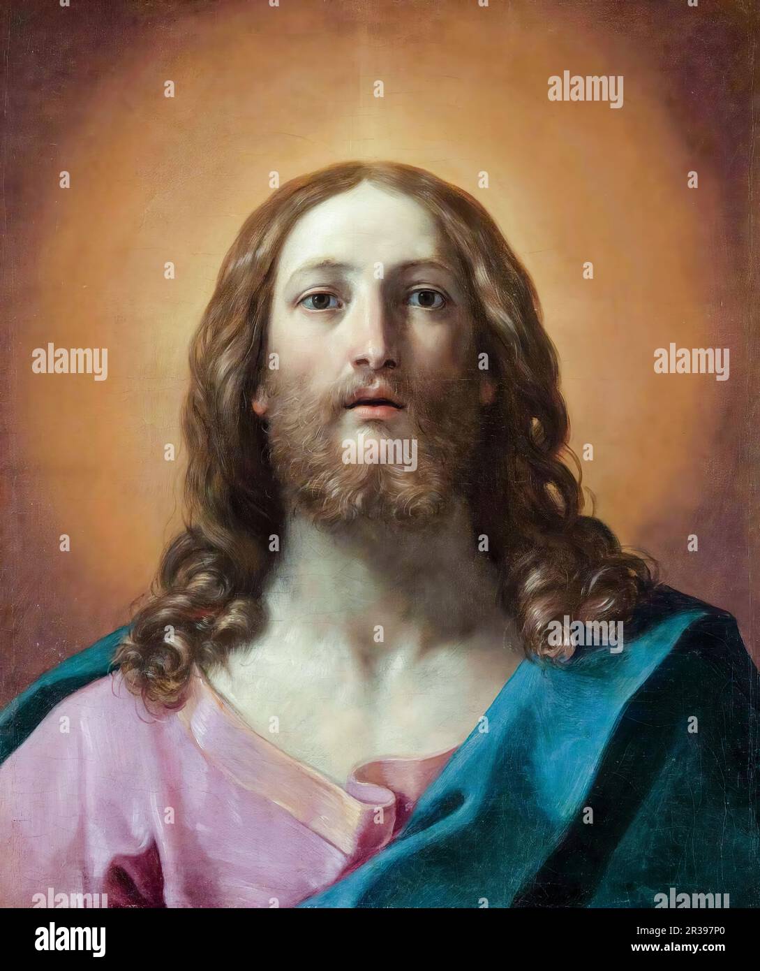 Bust Of Christ (Salvator Mundi), painting by Guido Reni, 1634 Stock ...