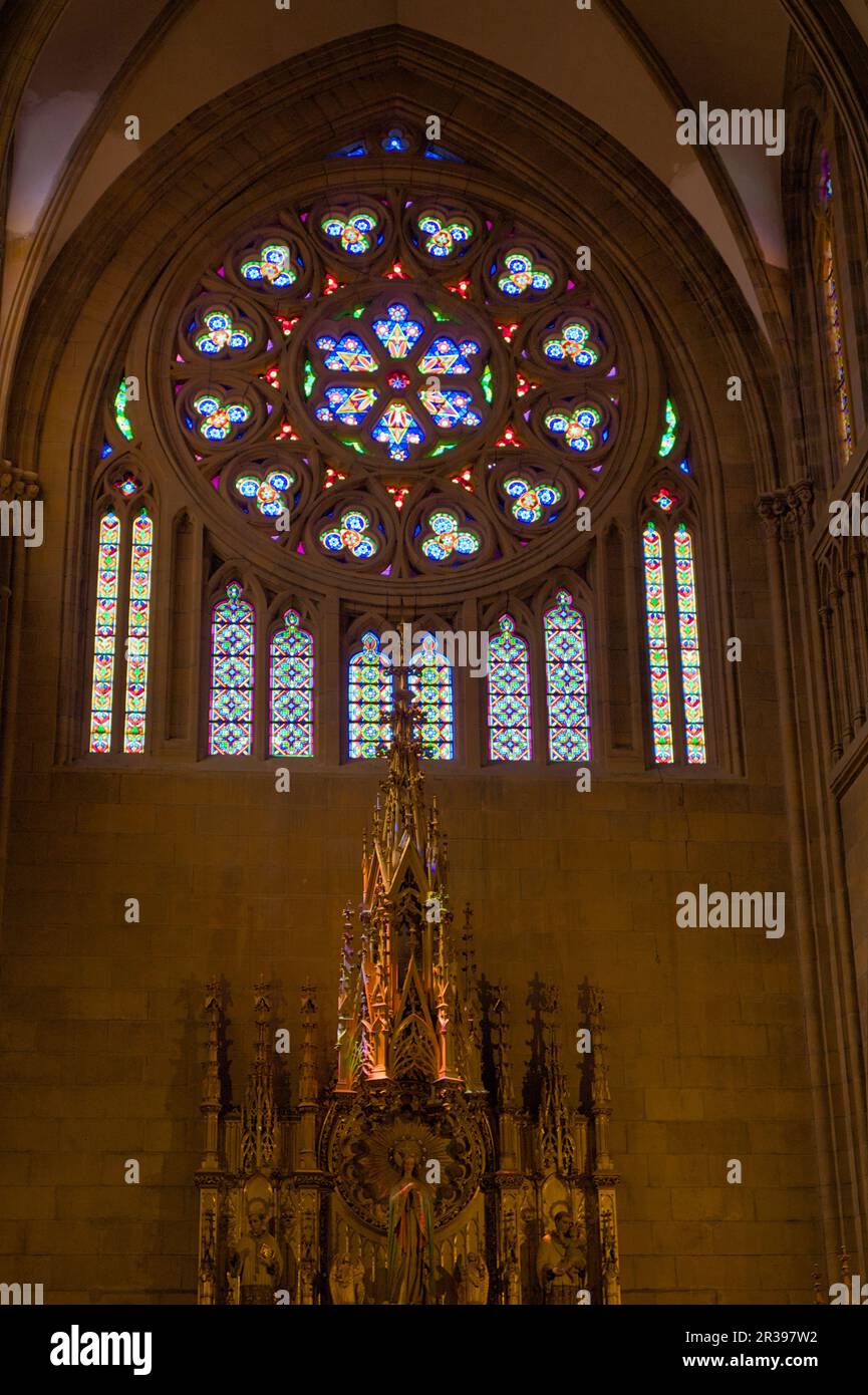Stained glass window of the Good Shepherd Cathedral, San Sebastian ...