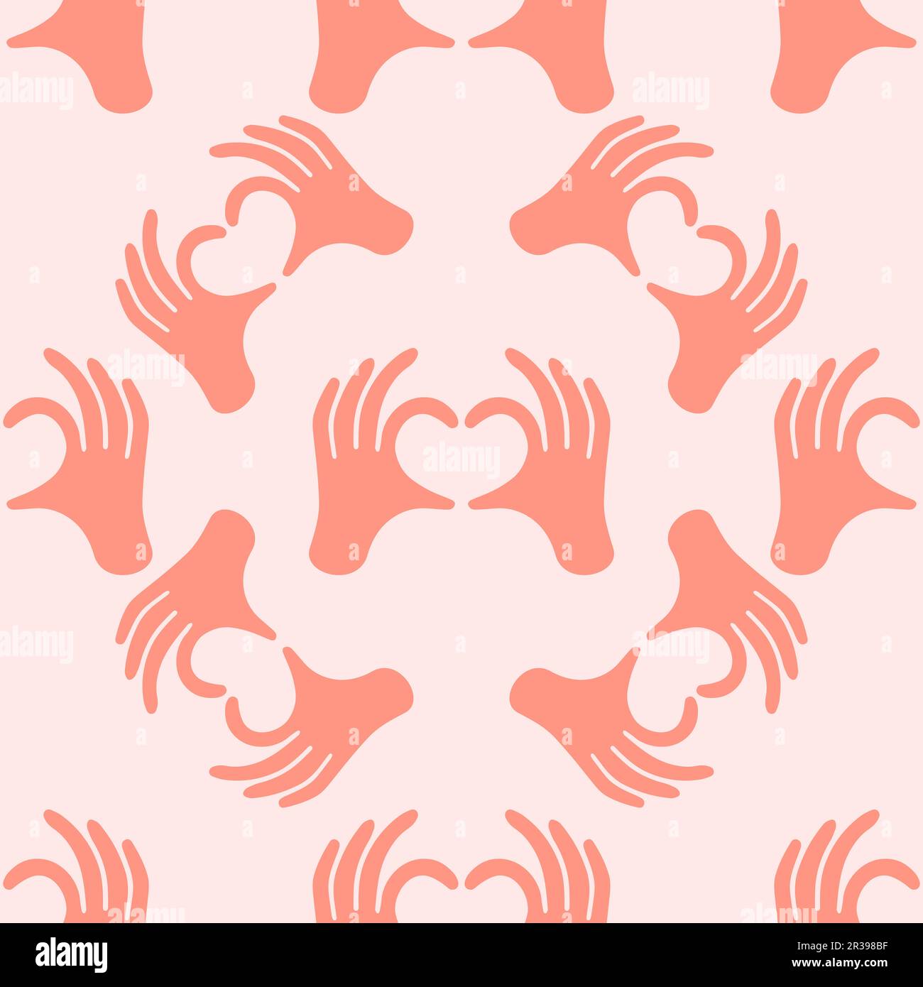Hands making or formatting a heart symbol seamless pattern illustration ...
