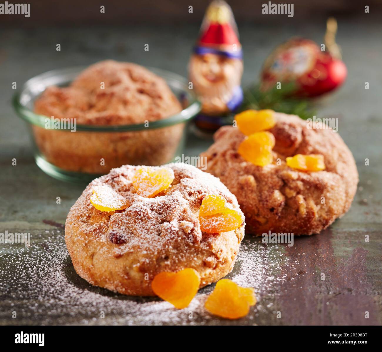 Small nut stollen cake back in glasses Stock Photo - Alamy