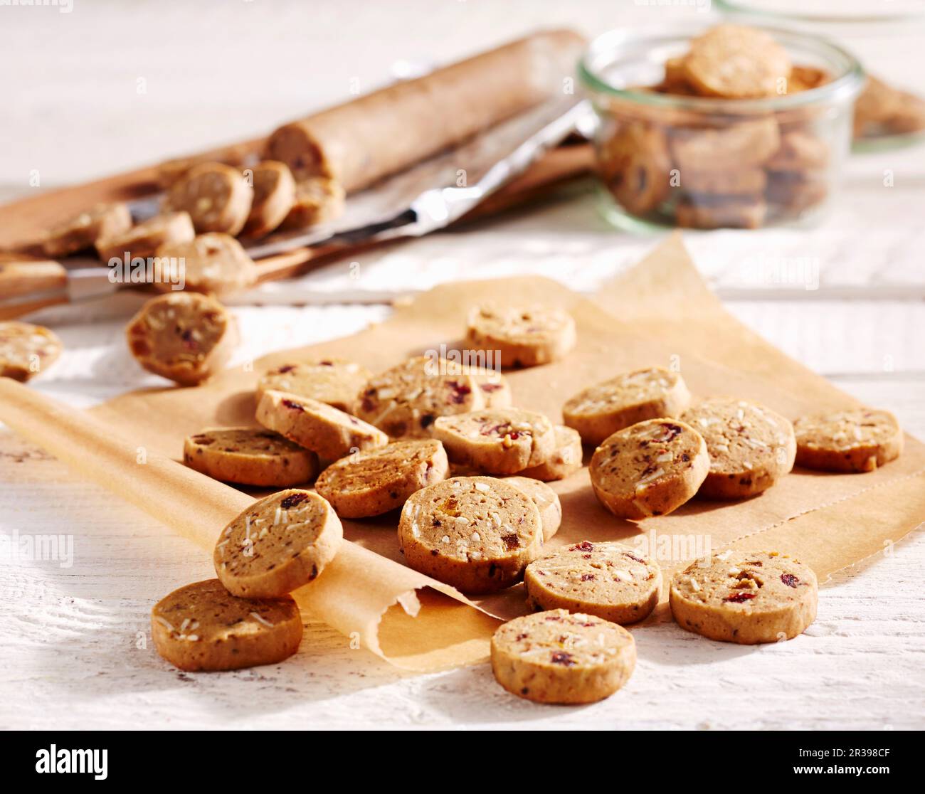 Sugar syrup biscuits with dried fruit Stock Photo - Alamy