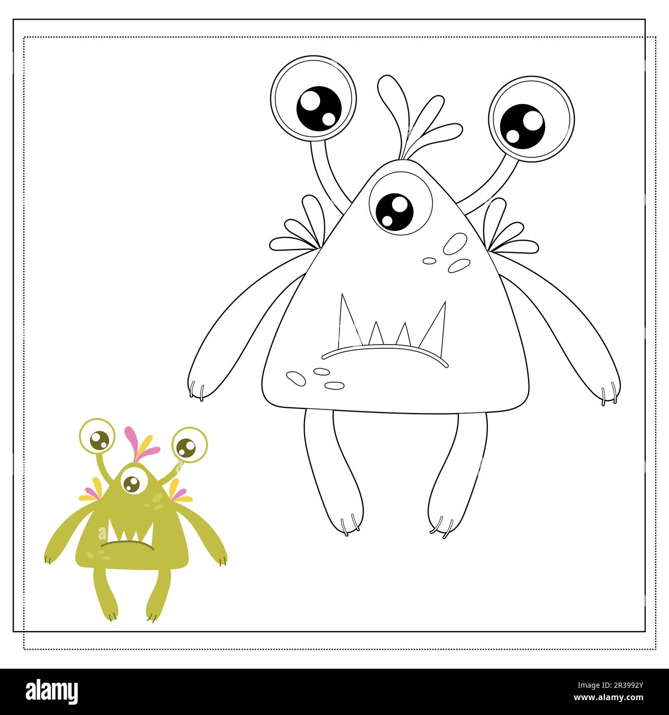 Coloring book for kids, cartoon monsters, aliens. Vector illustration ...