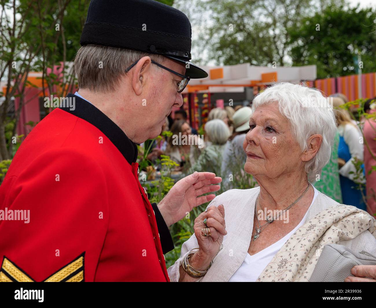 London, UK. 22nd May, 2023. Dame Judi Dench shares a joke with three of ...