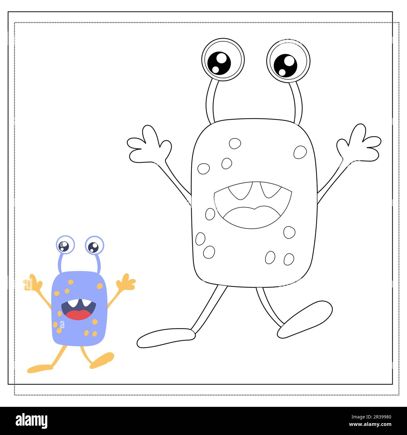 Coloring book for kids, cartoon monsters, aliens. Vector illustration ...