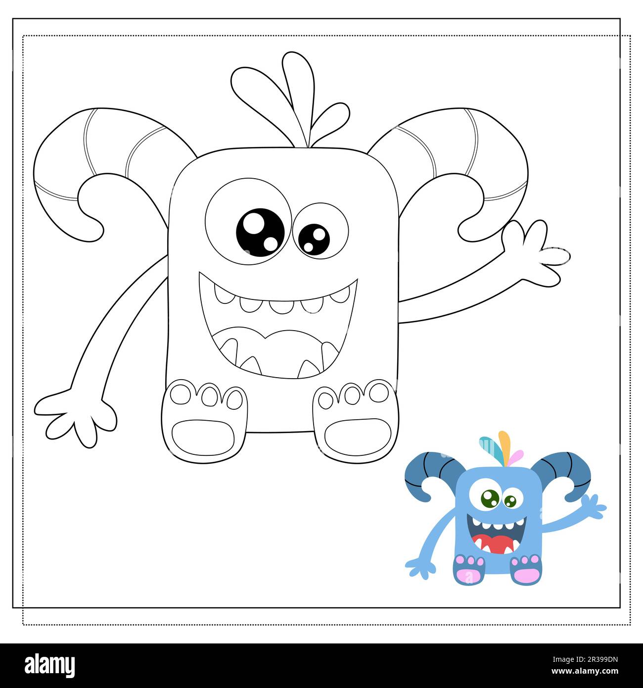 Coloring book for kids, cartoon monsters, aliens. Vector illustration ...