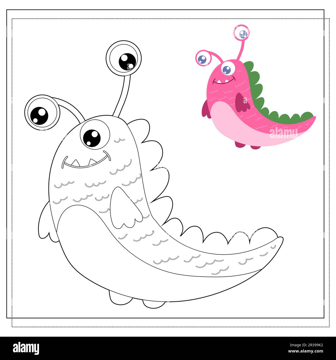 Coloring book for kids, cartoon monsters, aliens. Vector illustration ...
