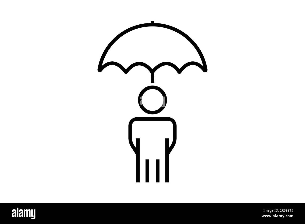 People under umbrella. insurance symbol, protection, safety. Line icon ...