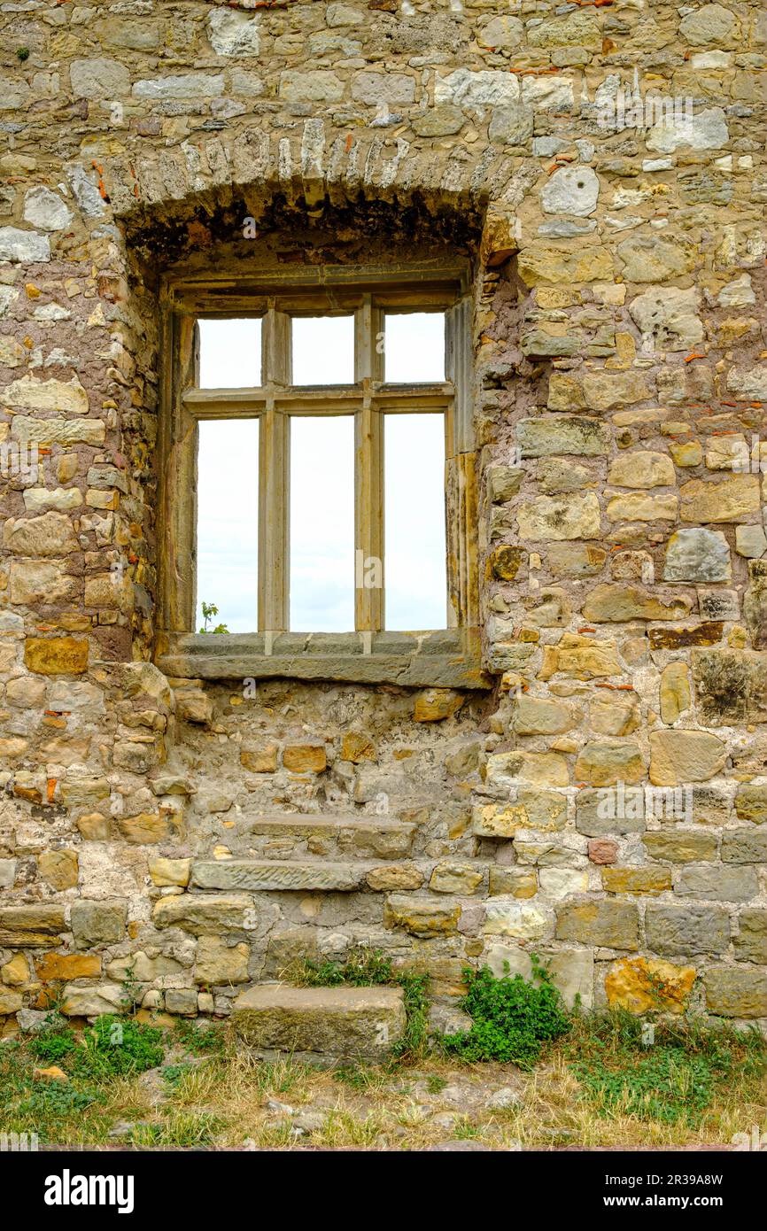 Remains of castle walls with window, Mühlburg Castle, one of the so ...