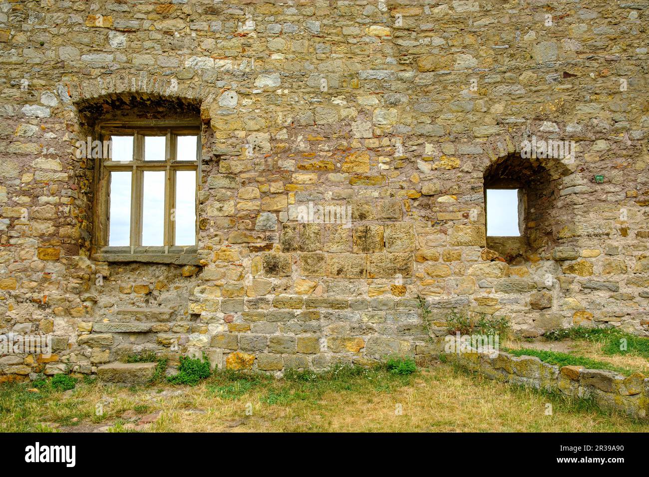 Remains of castle walls with window, Mühlburg Castle, one of the so ...
