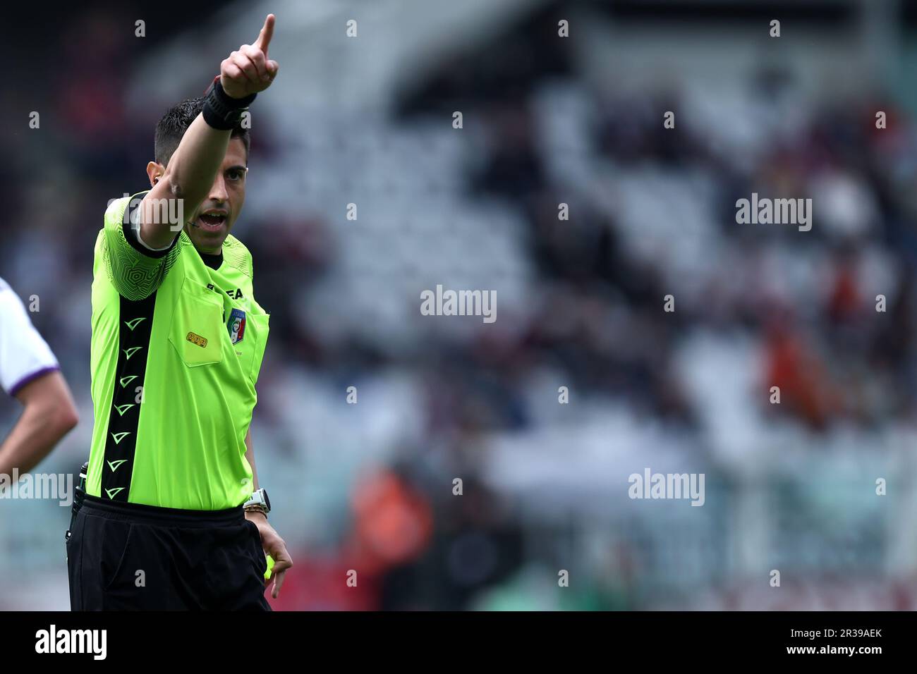 Luca Massimi , official referee, gestures during the Serie A match ...