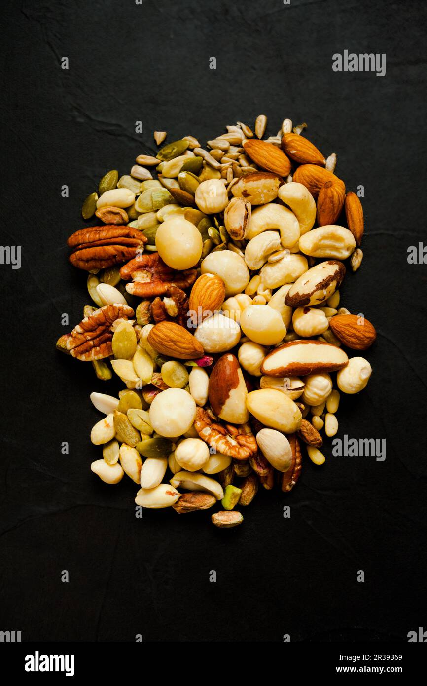 Variety of mixed nuts - almond, hazelnuts and cashew Stock Photo - Alamy