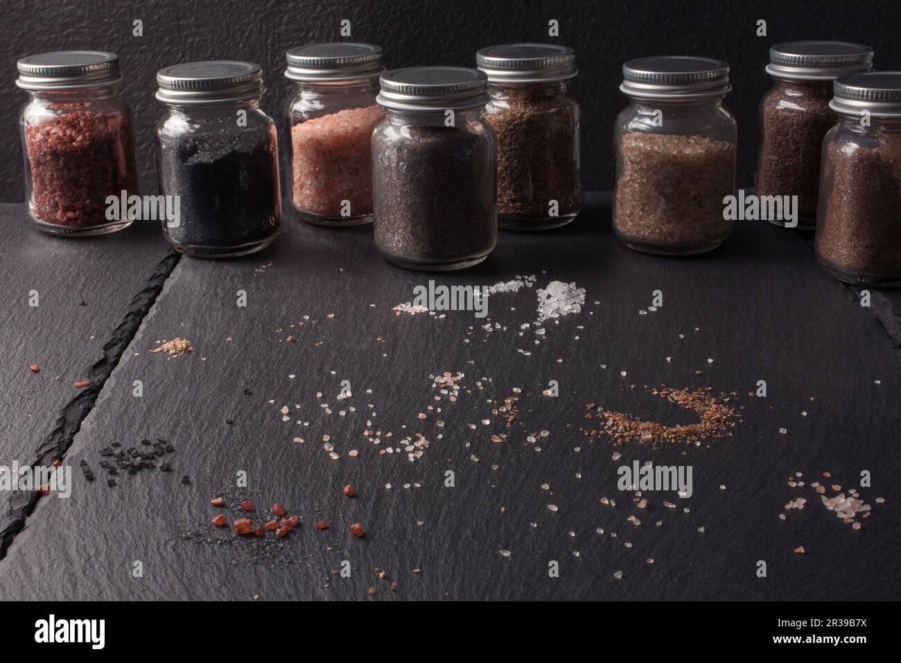 Various Types and Colors of Course Salt in Jars Stock Photo - Alamy