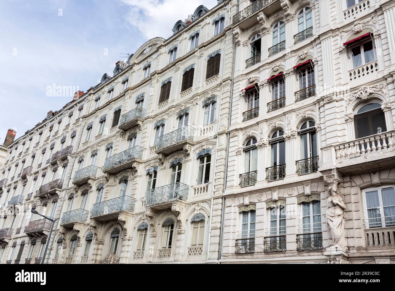 Facade of historic residential buildings in Lyon, France Stock Photo ...