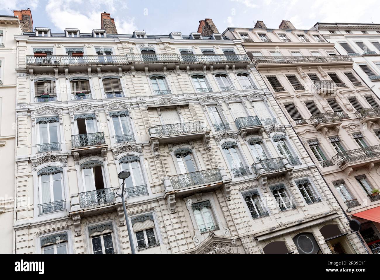 Facade of historic residential buildings in Lyon, France Stock Photo ...