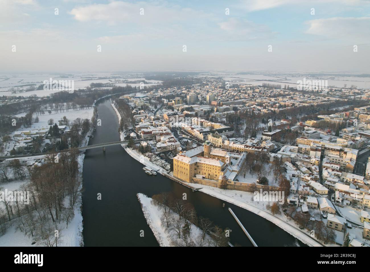 Podebrady historical city and Castle at Labe river,Chateau Poděbrady ...