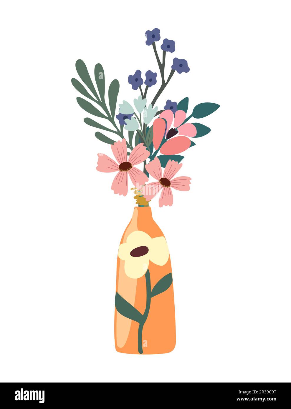 Gorgeous blooming flowers in vase vector isolated Stock Vector Image ...