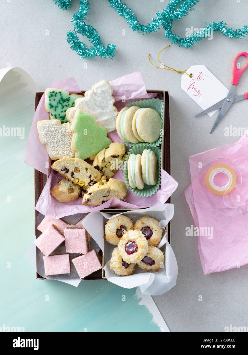 Christmas biscuits in a gift box (top view Stock Photo - Alamy