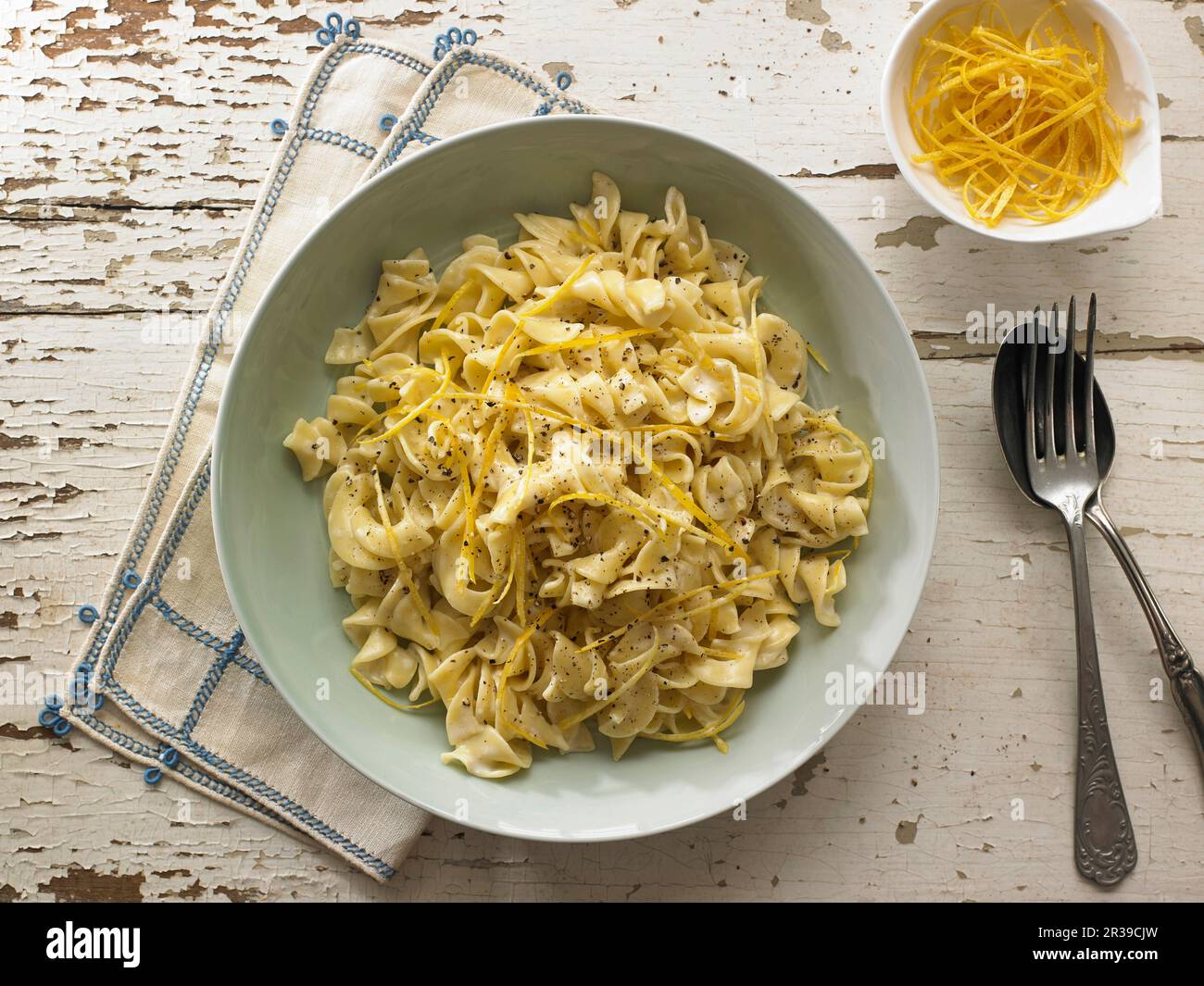 Egg Noodles with creamy lemon sauce Stock Photo - Alamy
