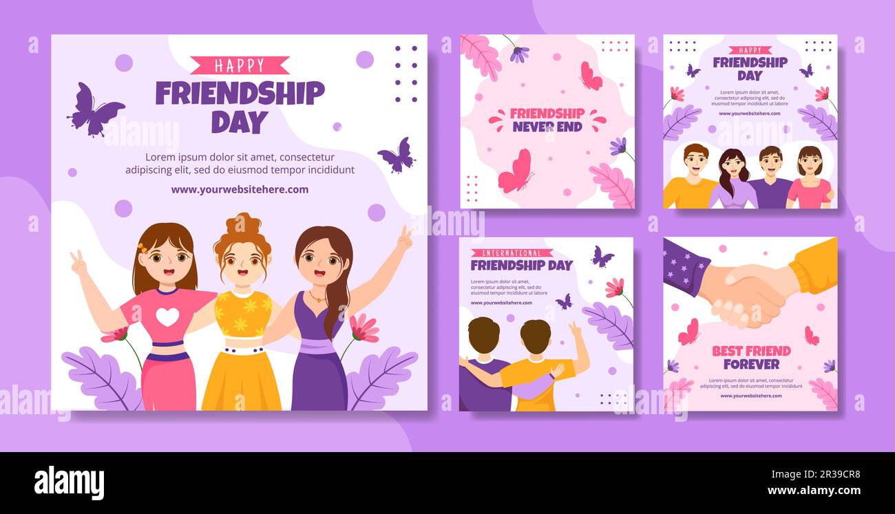 Happy Friendship Day Social Media Post Illustration Flat Cartoon Hand ...