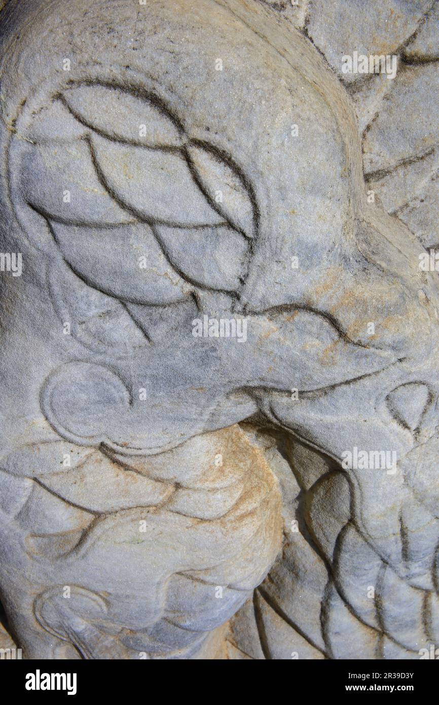 Vintage ornament on the stone. Close-up seamless texture. Stone texture ...