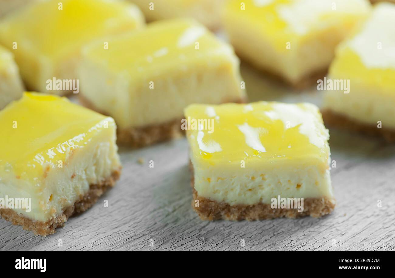 Lemon cheesecake squares Stock Photo - Alamy
